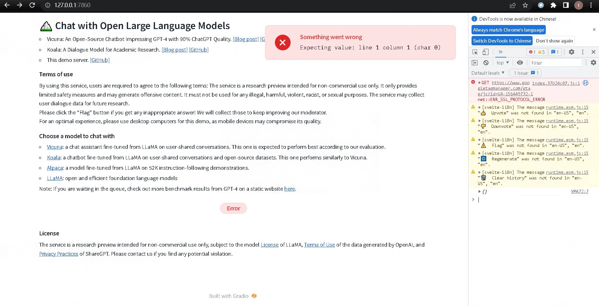 webgui warn: something went wrong · Issue #398 · lm-sys/FastChat · GitHub