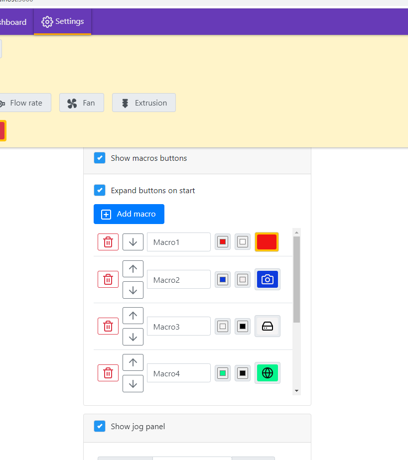 [FEATURE REQUEST] Allow more than 9 macros, more button colors · Issue #100 · luc-github/ESP3D ...