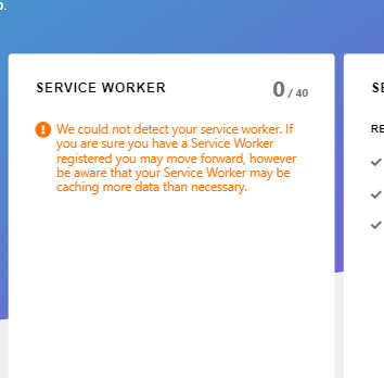 Service worker not detected (service worker section never finishes ...