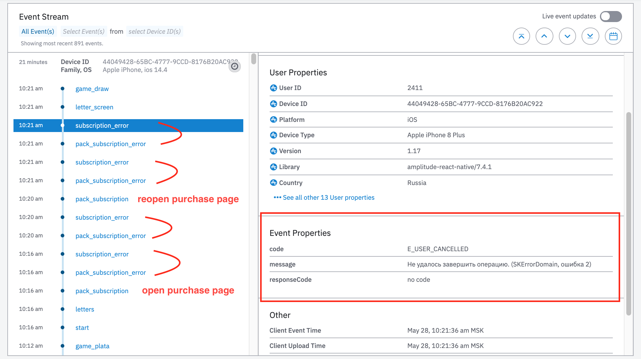 requestPurchase() failing multiple times with error "E_USER_CANCELLED" · Issue #1361 · hyochan ...
