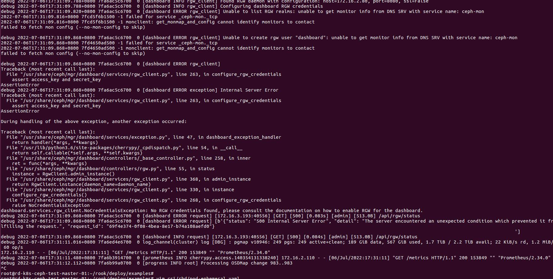 dashboard's object gateway 500 · Issue #10557 · rook/rook · GitHub