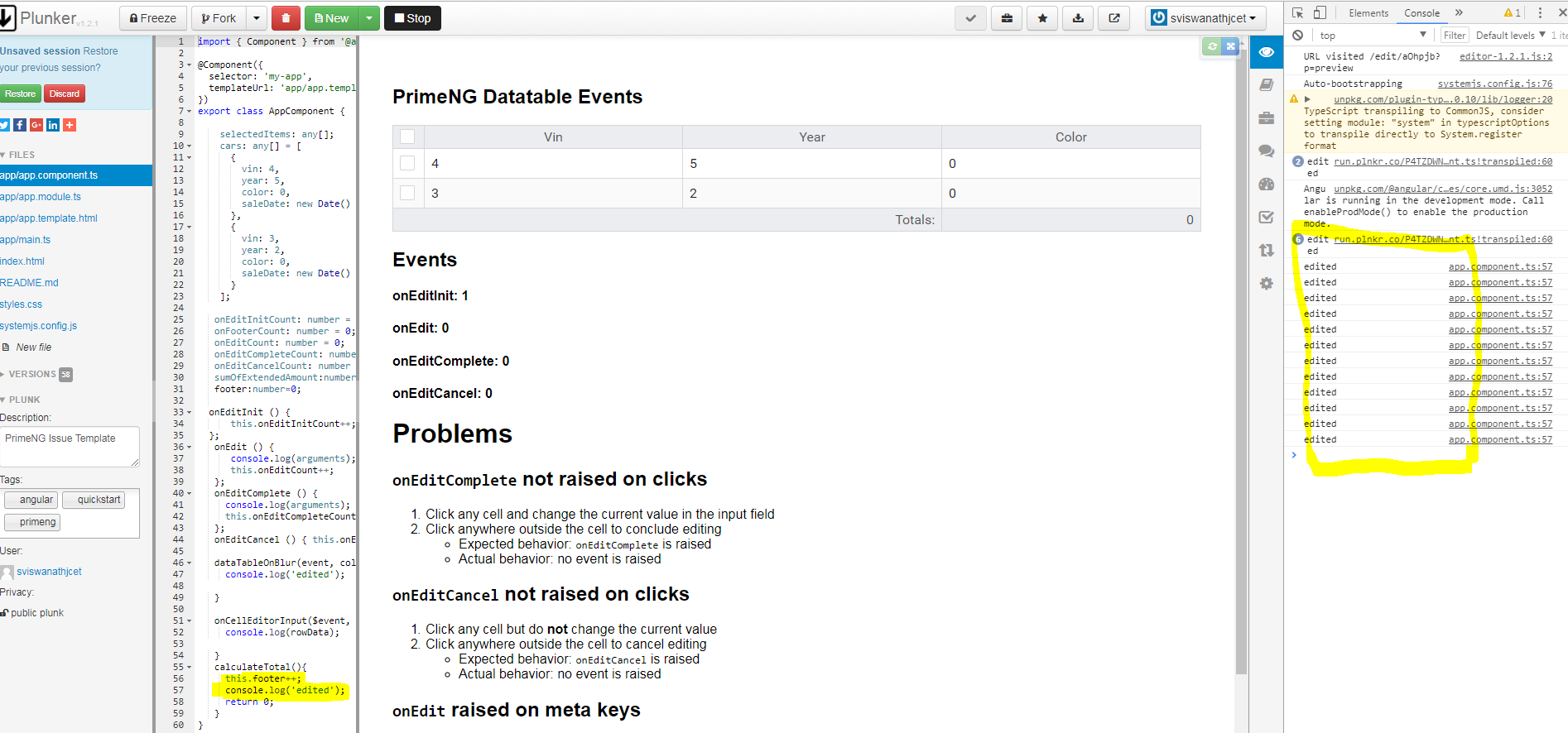 Datatable footer function called every mouse click · Issue #4177 · primefaces/primeng · GitHub