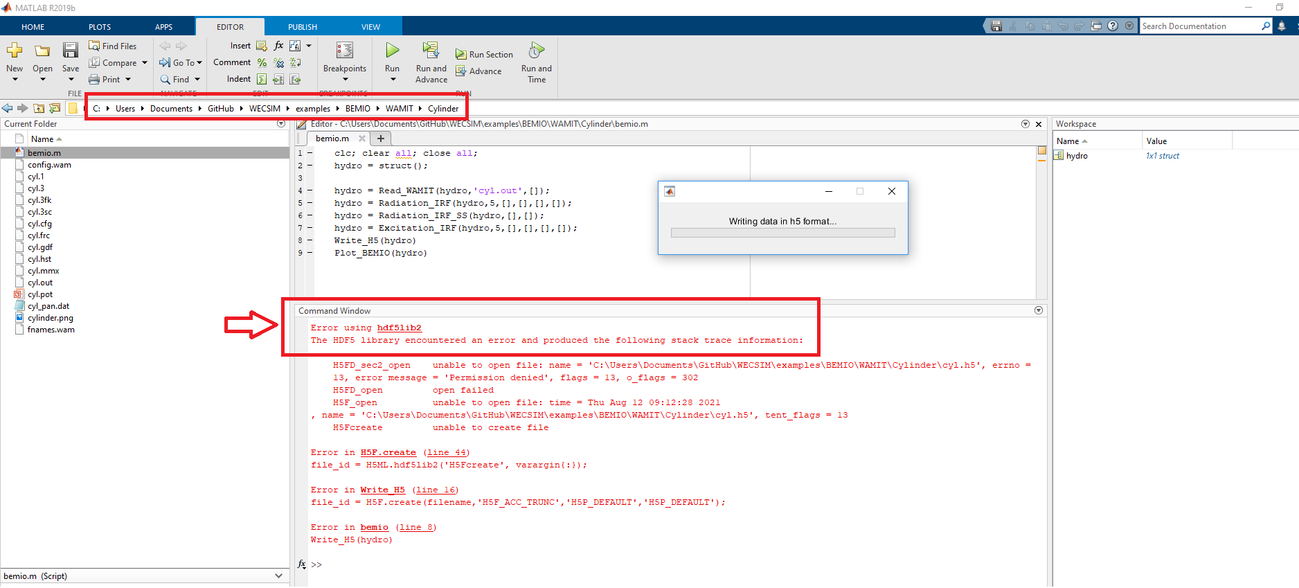 [BUG] BEMIO - Error using hdf5lib2 · Issue #681 · WEC-Sim/WEC-Sim · GitHub