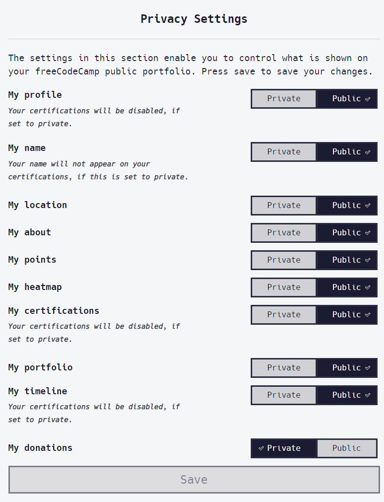 Need visible heading for personal inputs on Settings page · Issue ...