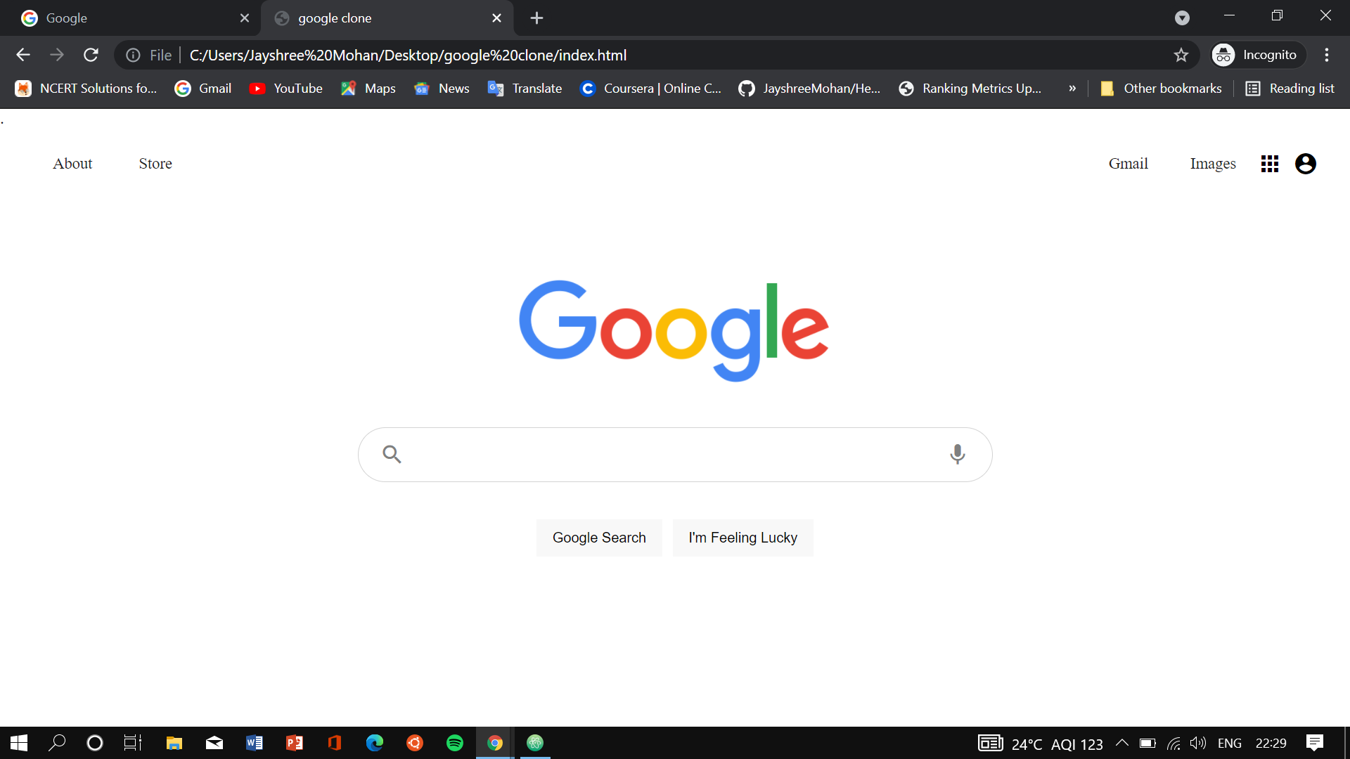 GitHub - JayshreeMohan/Google-clone: I tried to create google's home ...