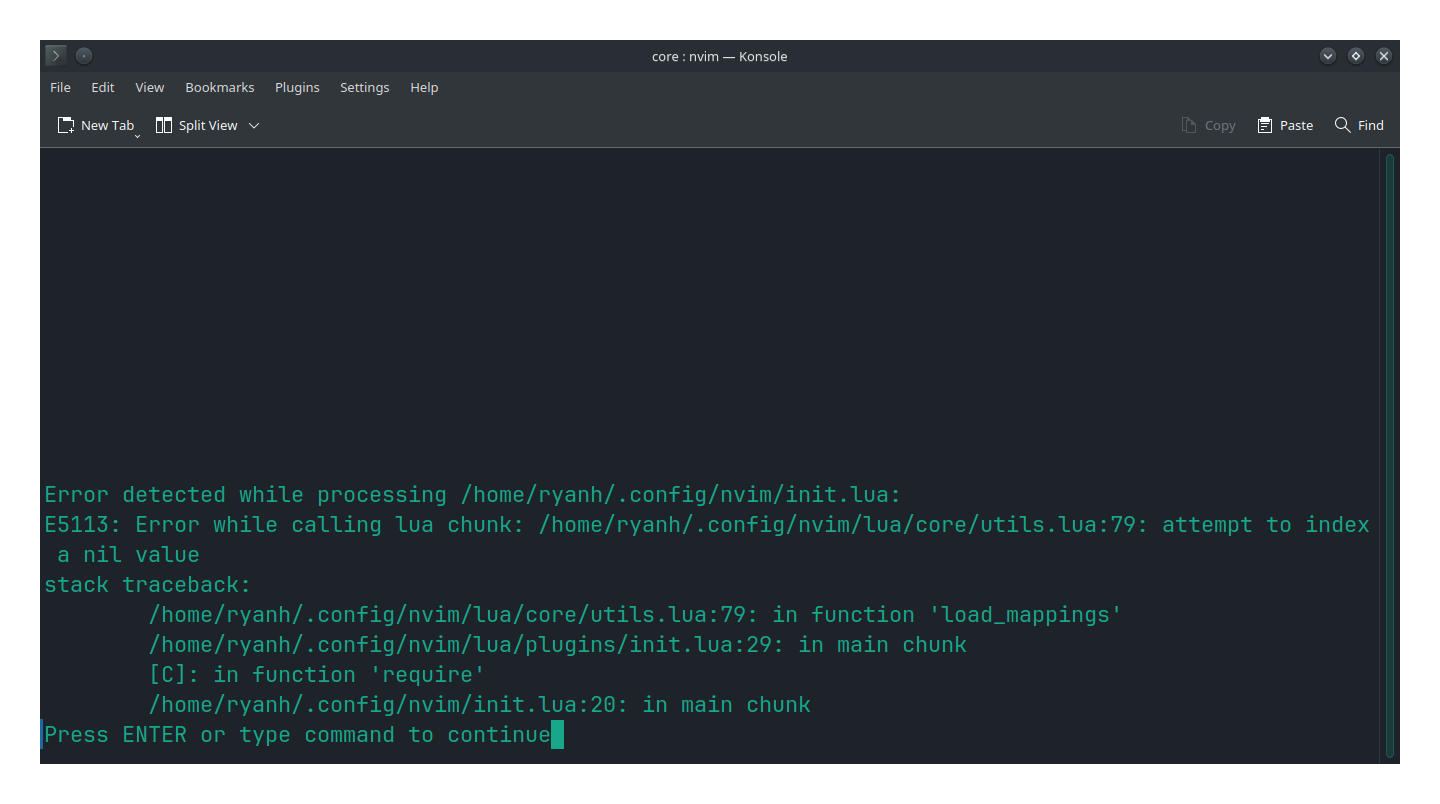 error when opening nvim · Issue #1830 · NvChad/NvChad · GitHub