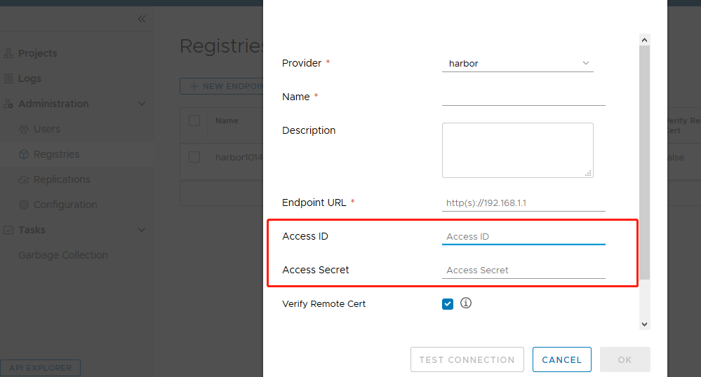 At V182 Where Can Find Accessid And Access Secret · Issue 9119 · Goharborharbor · Github