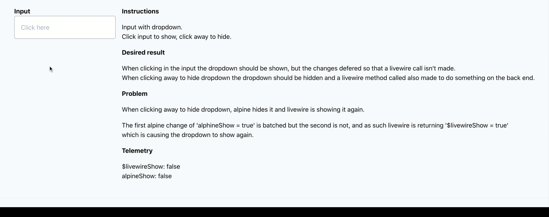 @entangle.defer batching not working correctly. · Issue #1874 · livewire/livewire · GitHub