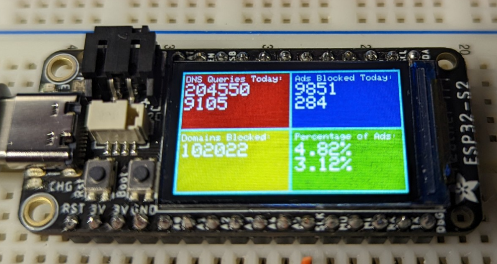 GitHub - indymx/Pihole-Stats: pihole stats on Adafruit ESP32-S2 TFT Feather