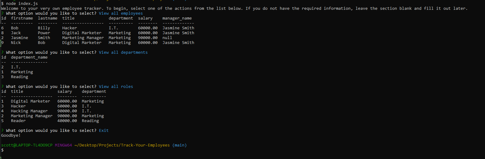 GitHub - ScalexanderB/Track-Your-Employees