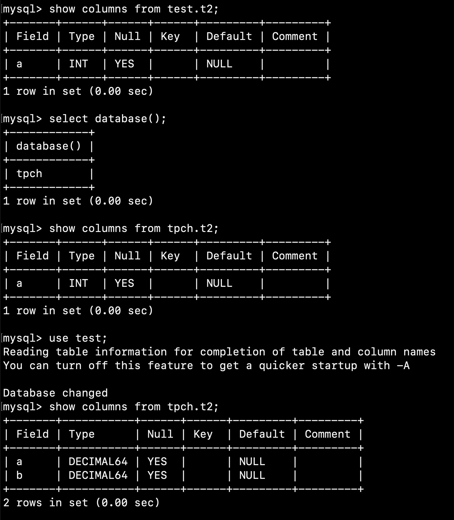[Bug]: SHOW COLUMNS got incorrect result · Issue #5081 · matrixorigin/matrixone · GitHub