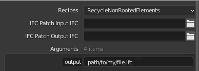BlenderBIM : IFC Patch panel : Improve UI/UX for arguments field · Issue #1622 · IfcOpenShell ...