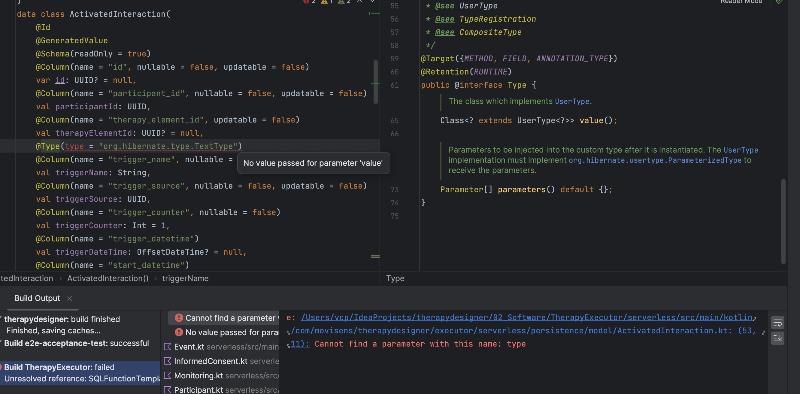 3.0.0.Alpha6 - org.hibernate.annotations.Type Cannot find a parameter ...
