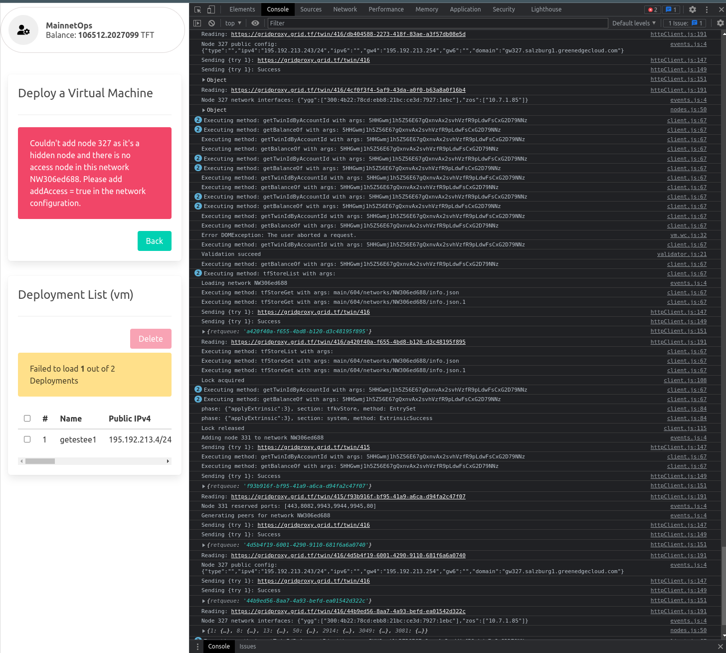 Deploy Fails For Second Vm Without Reloading Deploy Form · Issue 881 · Threefoldtechgrid