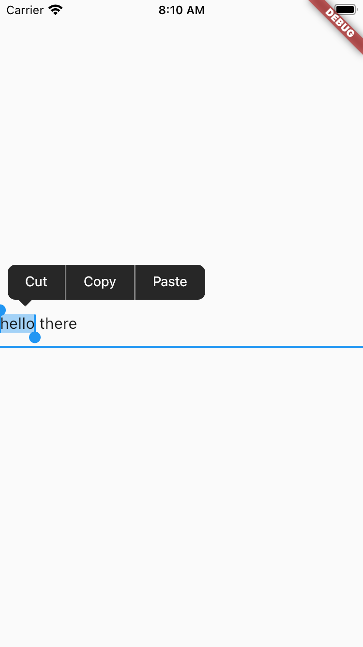 [iOS] Blue dot appears at top left corner of screen when the text of a `TextField` is selected ...