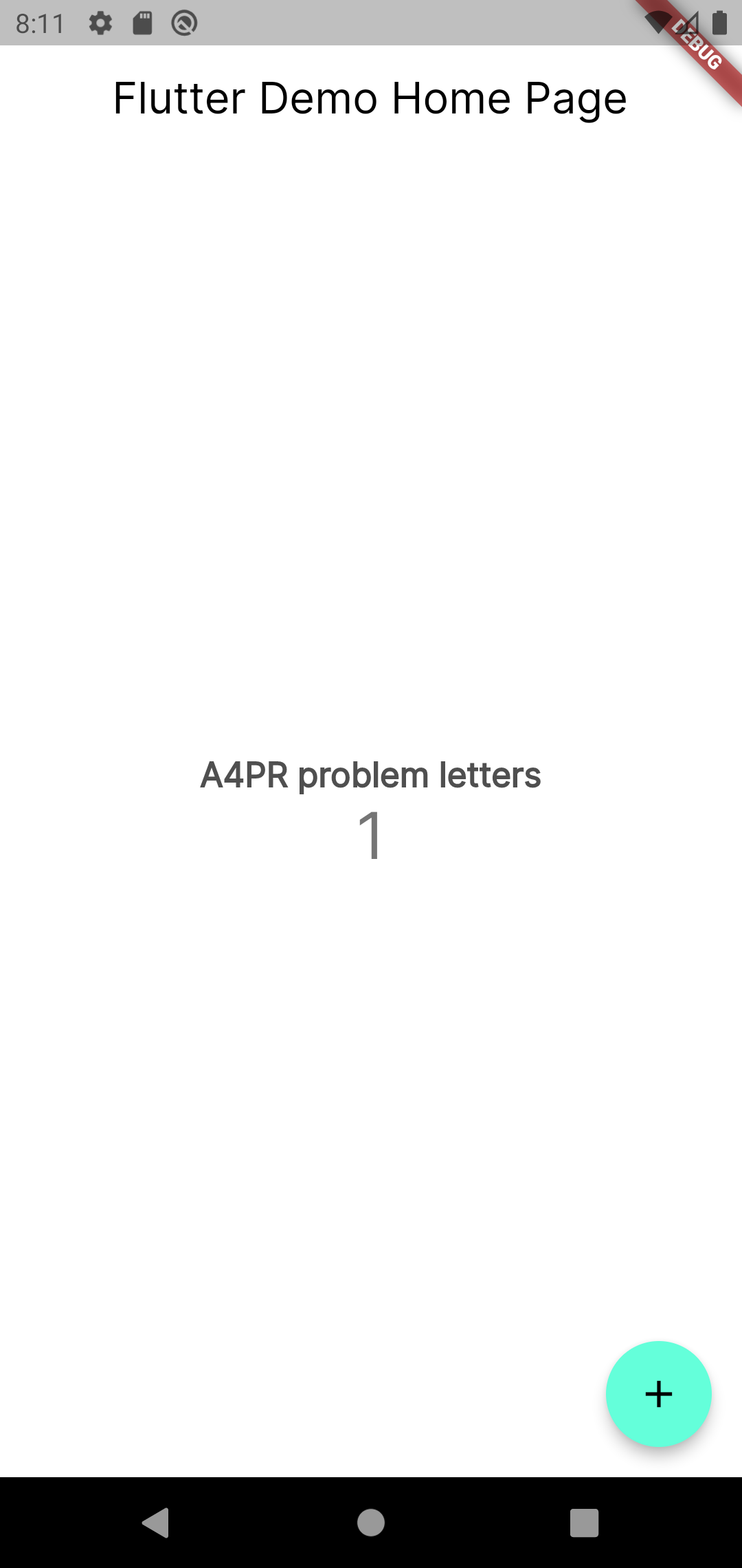 The android app of the flutter shows the letter A P 4 and R with filled gaps in the typography ...