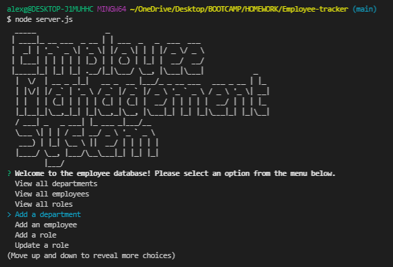 GitHub - AlexGroat/Employee-tracker: This application manages a ...