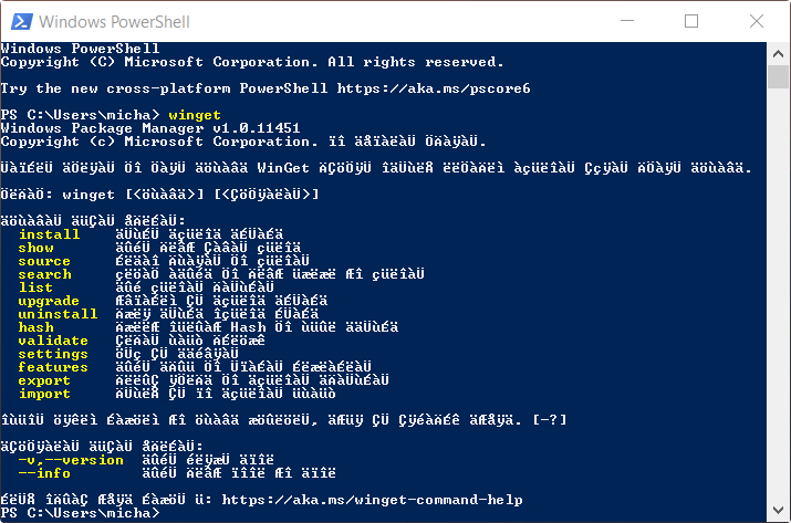 Hebrew shows up as gibberish on CMD / PowerShell · Issue #1015 · microsoft/winget-cli · GitHub