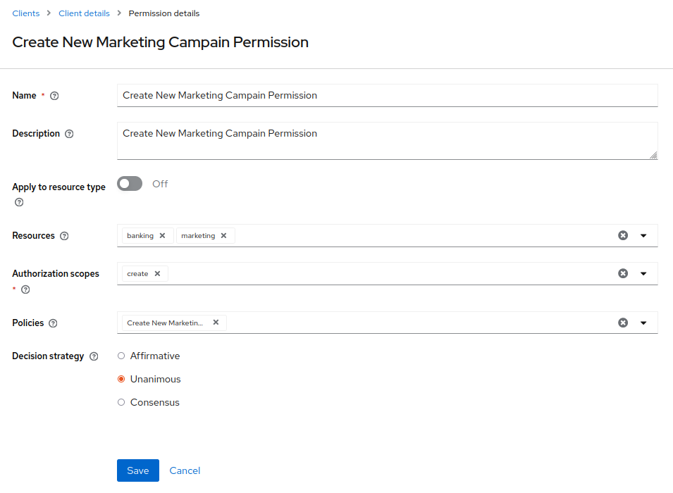 When choosing resources in scope-based permission, multiple resource can be selected but only ...