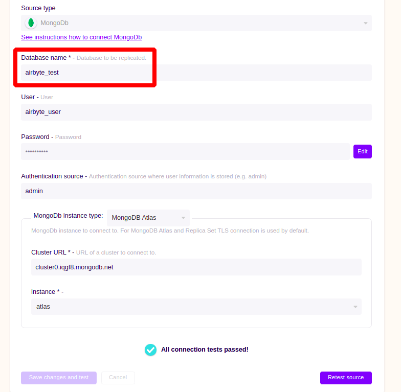 Setup new MongoDb Source doesn't work · Issue #7663 · airbytehq/airbyte · GitHub
