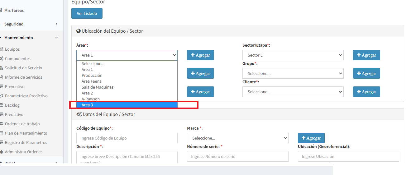 Mantenimiento--> Equipos: al Agregar nuevas opciones en los campos no avisa el "Guardado con ...