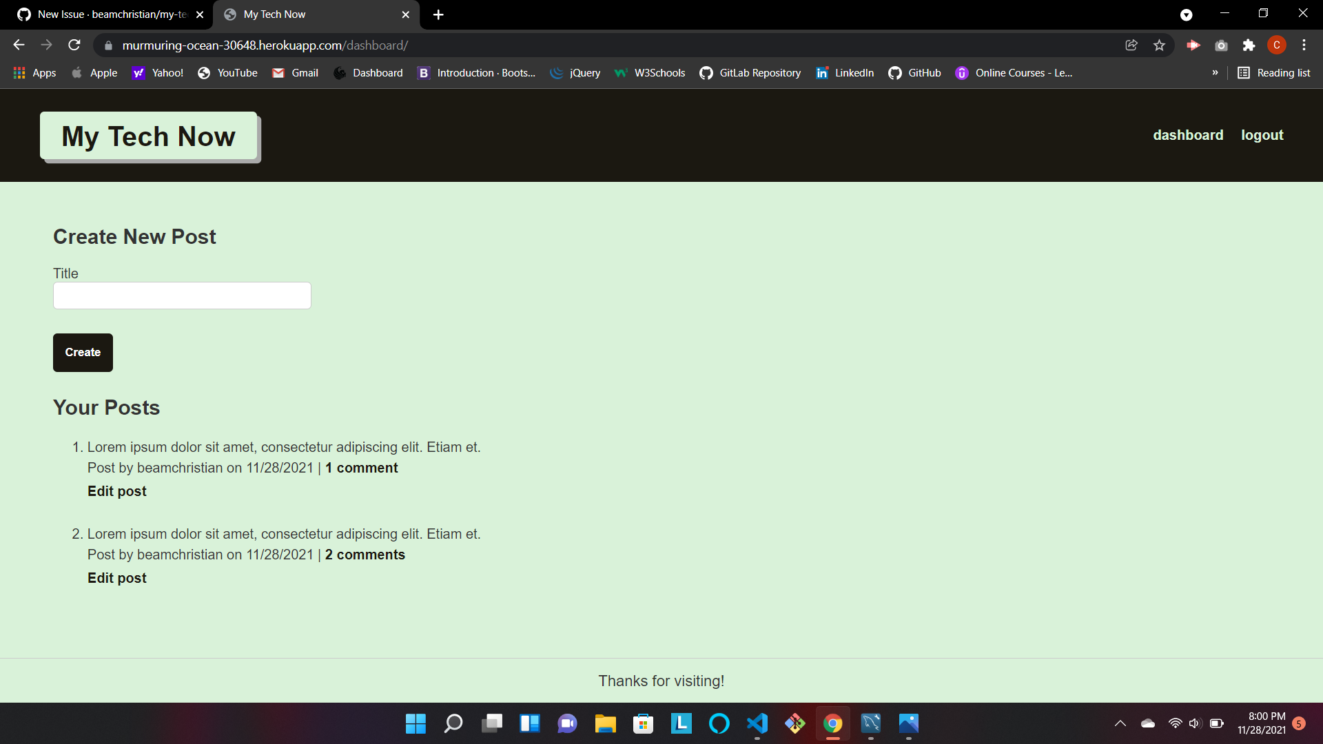 GitHub - beamchristian/my-tech-now