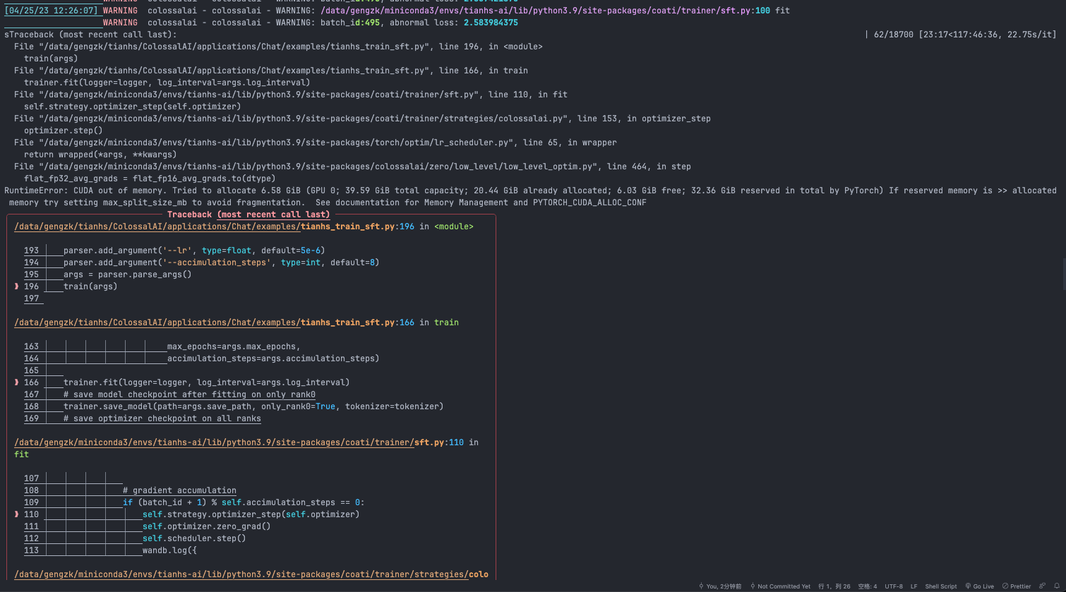 Can not train llama-7b due to OOM on 40GA100 · Issue #3331 · hpcaitech/ColossalAI · GitHub
