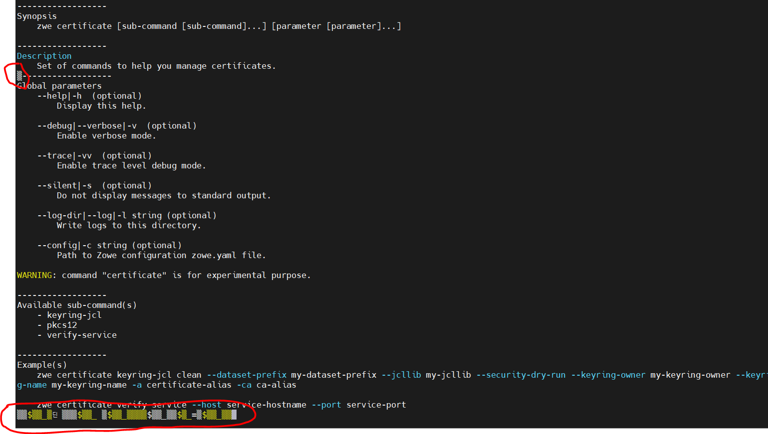 `zwe [sub-commands] -h` displays invalid characters · Issue #2697 · zowe/zowe-install-packaging ...