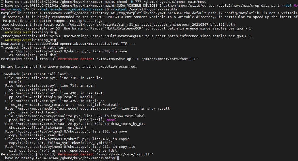 Permission denied: '/mmocr/mmocr/core/font.TTF' · Issue #868 · open-mmlab/mmocr · GitHub