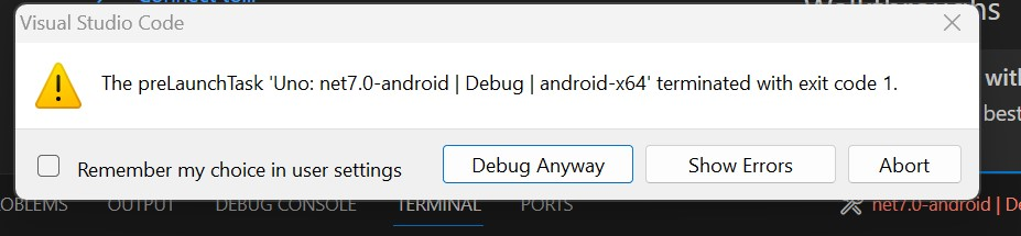Uno android application is not working in vs code · Issue #13622 · unoplatform/uno · GitHub