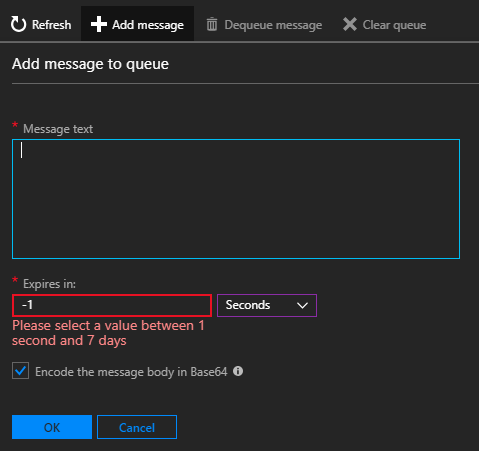 Azure Portal and Storage Explorer do not allow valid Queue message time-to-live values · Issue ...