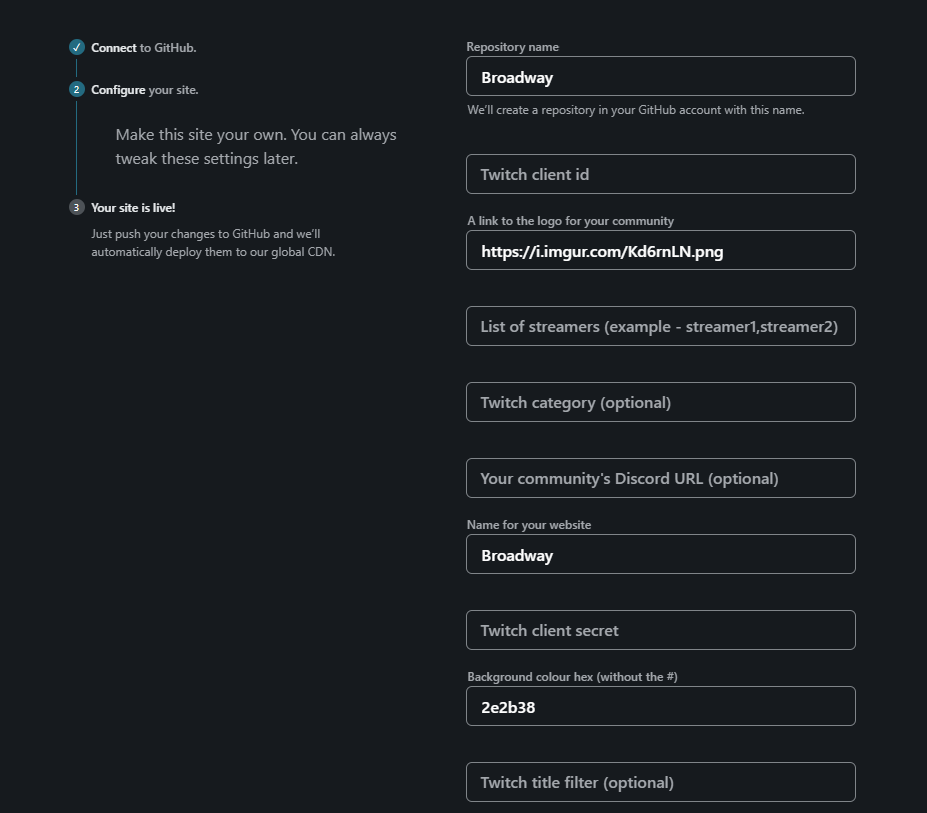 GitHub - dirty-fisherman/Broadway: A starting point for showcasing Twitch streamers in your ...