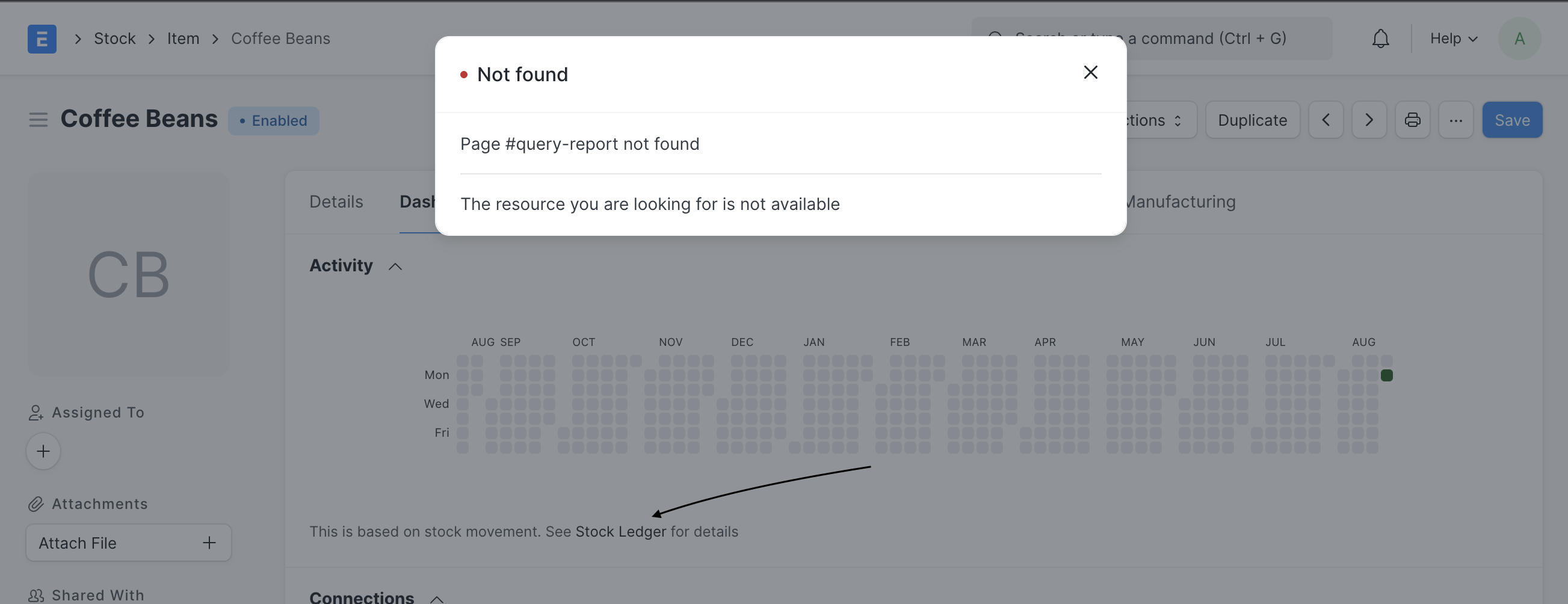 Stock ledger report issue: It does not open from Item dashboard · Issue #31928 · frappe/erpnext ...
