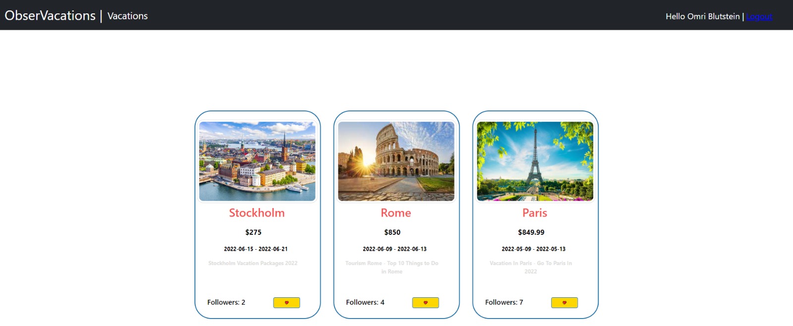 GitHub - omribalut/Vacation-App: Users can follow and like vacations ...
