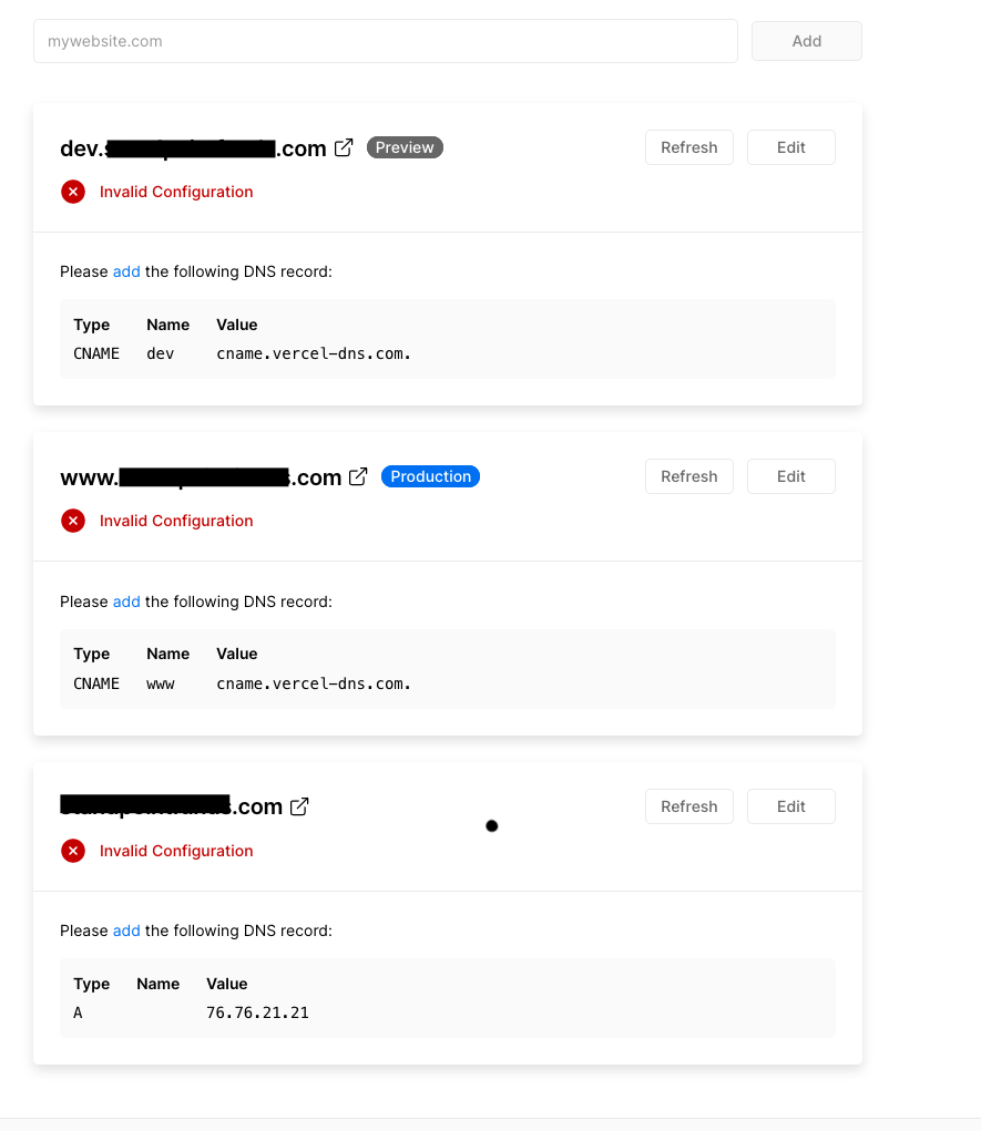 Invalid domain configuration, but looks OK · vercel community ...