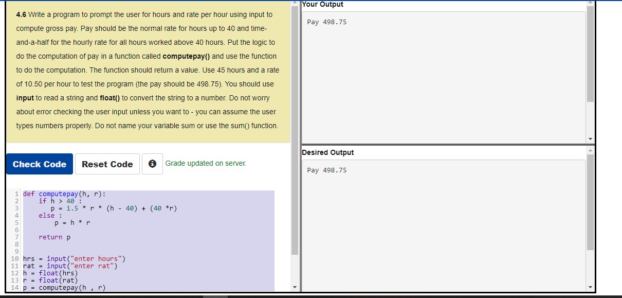 4 6 Write A Program To Prompt The User For Hours And Rate Per Hour 