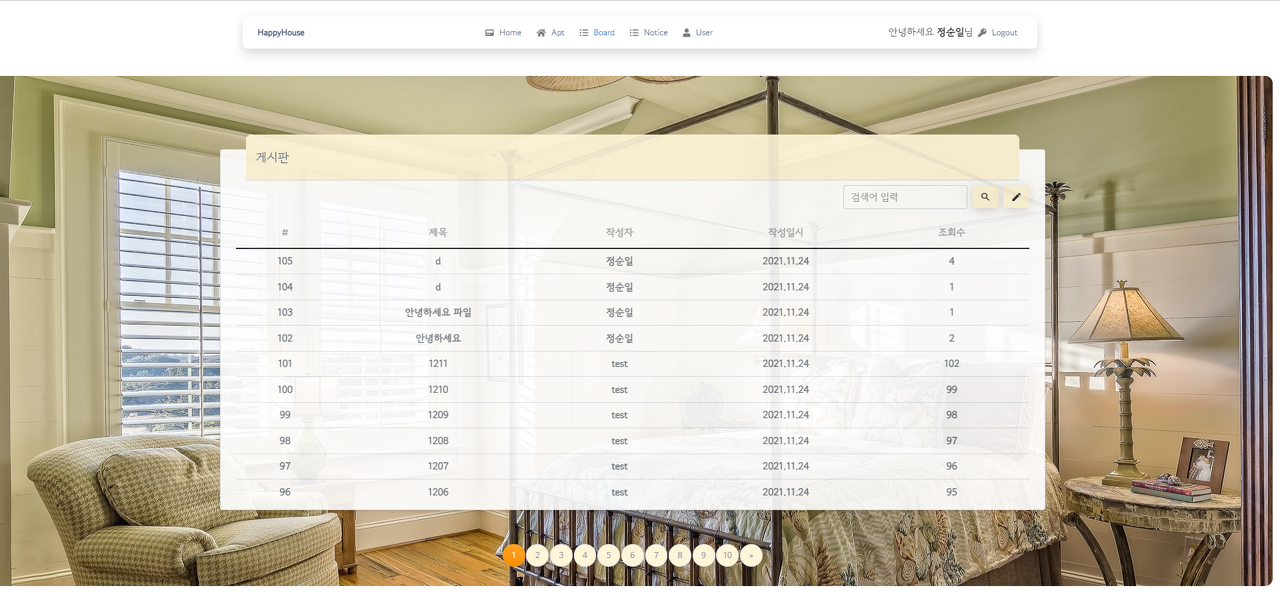 GitHub - JUNGSOONIL/HappyHouse: SSAFY 6기 1학기 최종 프로젝트(아파트 실거래가 정보 사이트)