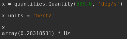 Incorrect conversion to/from rad/s or deg/s and hertz · Issue #188 · python-quantities/python ...