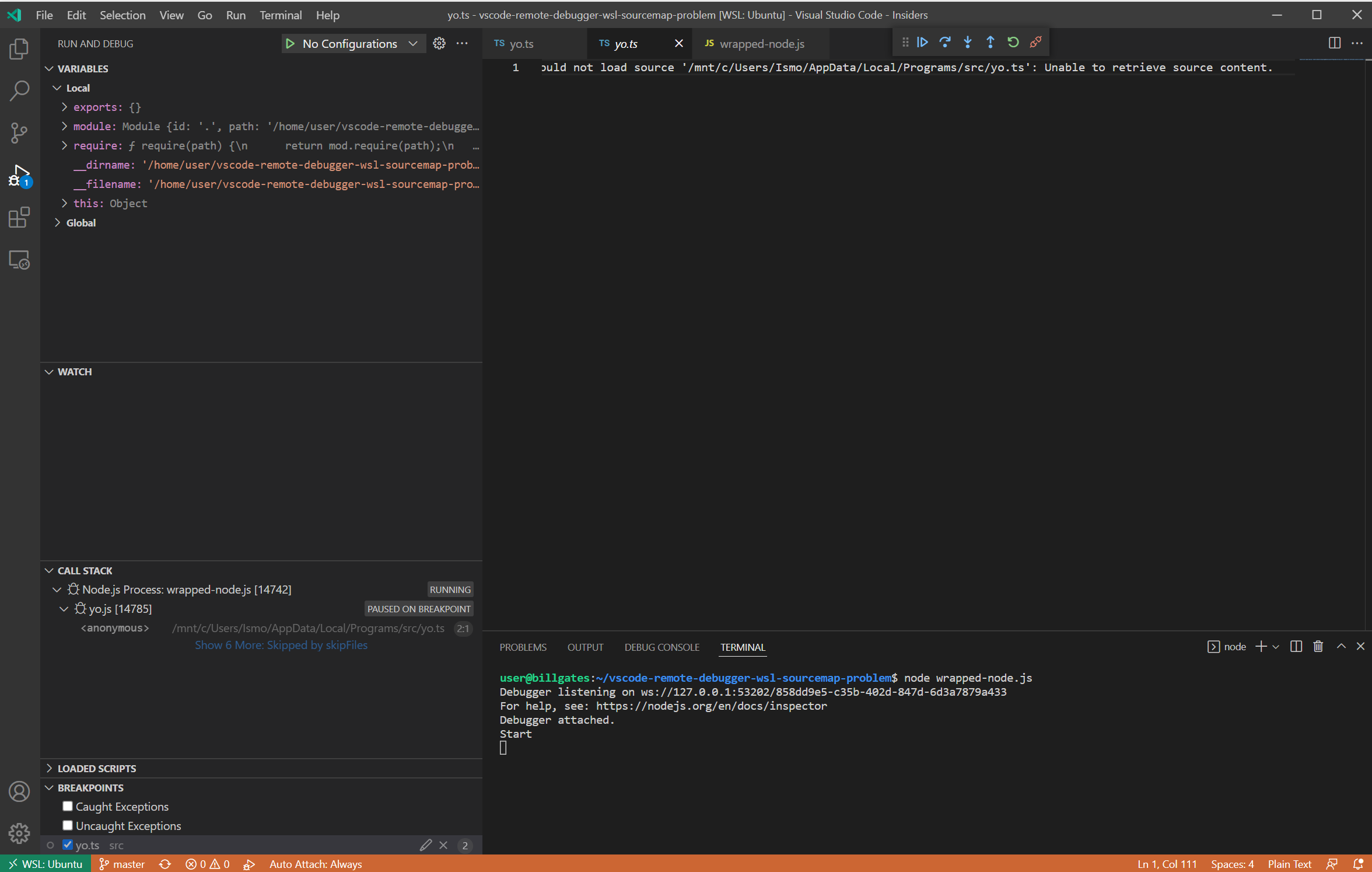 Remote WSL Breaks The Javascript Debugger Auto attach If Node Isn t The 