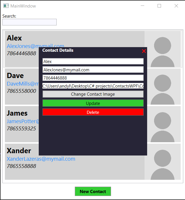 GitHub - AndyJL1999/ContactsApp: A contacts app made with WPF.