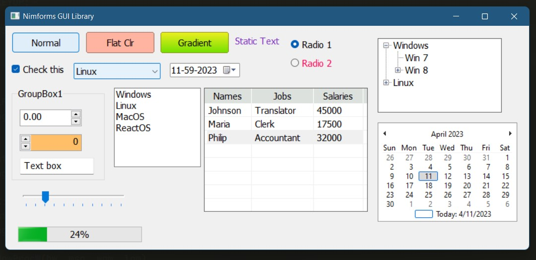 GitHub - kcvinker/Nimforms: A simple gui library for Nim programming language based on Windows API