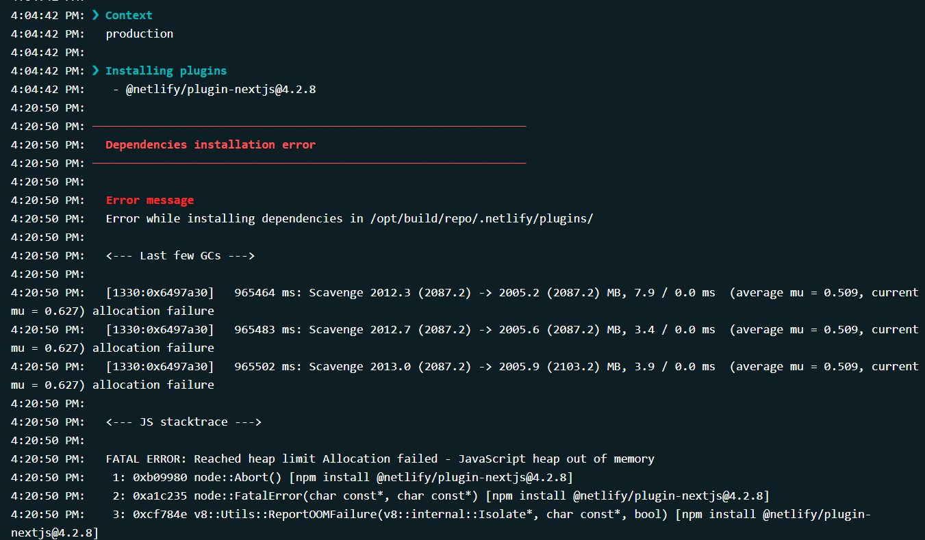Enterprise escalation: v4.3.0 plugin installation fails (before build is run) with seeming Node ...