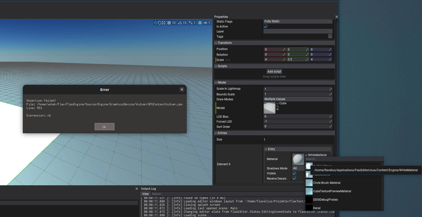 (Linux) Editor Crash (Assertion Failed) when opening material selection dropdown · Issue #1289 ...