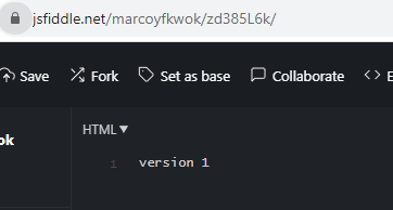 the jsfiddle base URL is showing the oldest version, instead of base ...