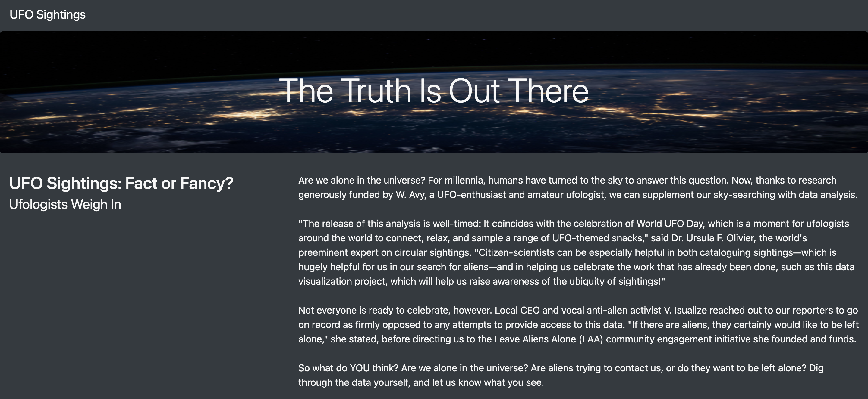 GitHub - Shreya093/UFOs: JavaScript, HTML, Bootstrap