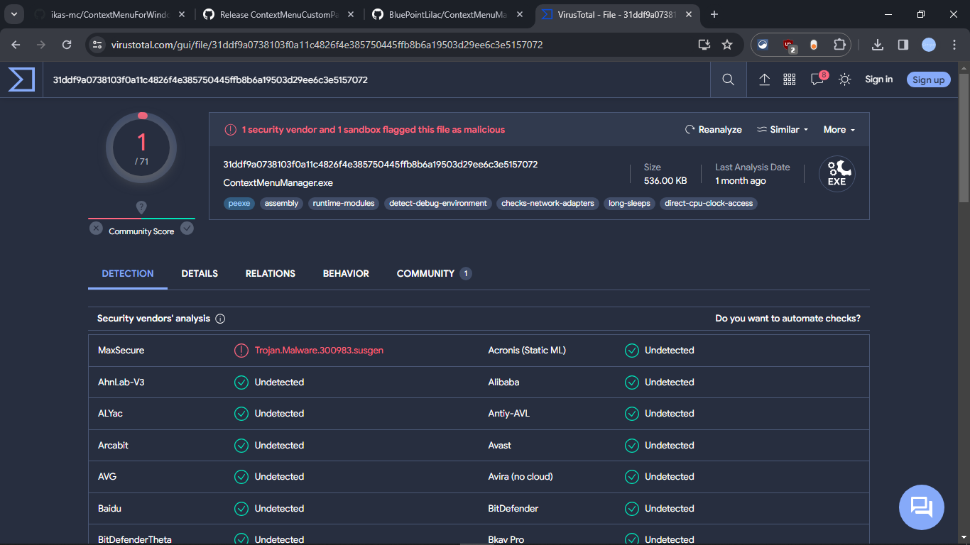 Virus · Issue 183 · Bluepointlilaccontextmenumanager · Github 