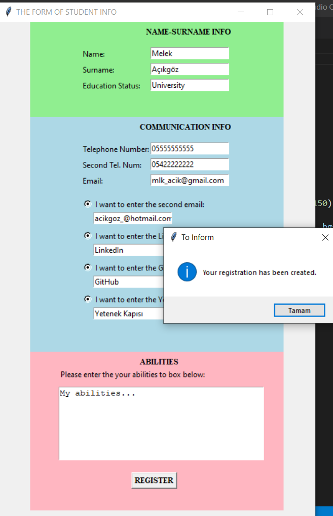 GitHub - Tugba-Demir/The-Form-of-Student-Info: This is a form of student registration.