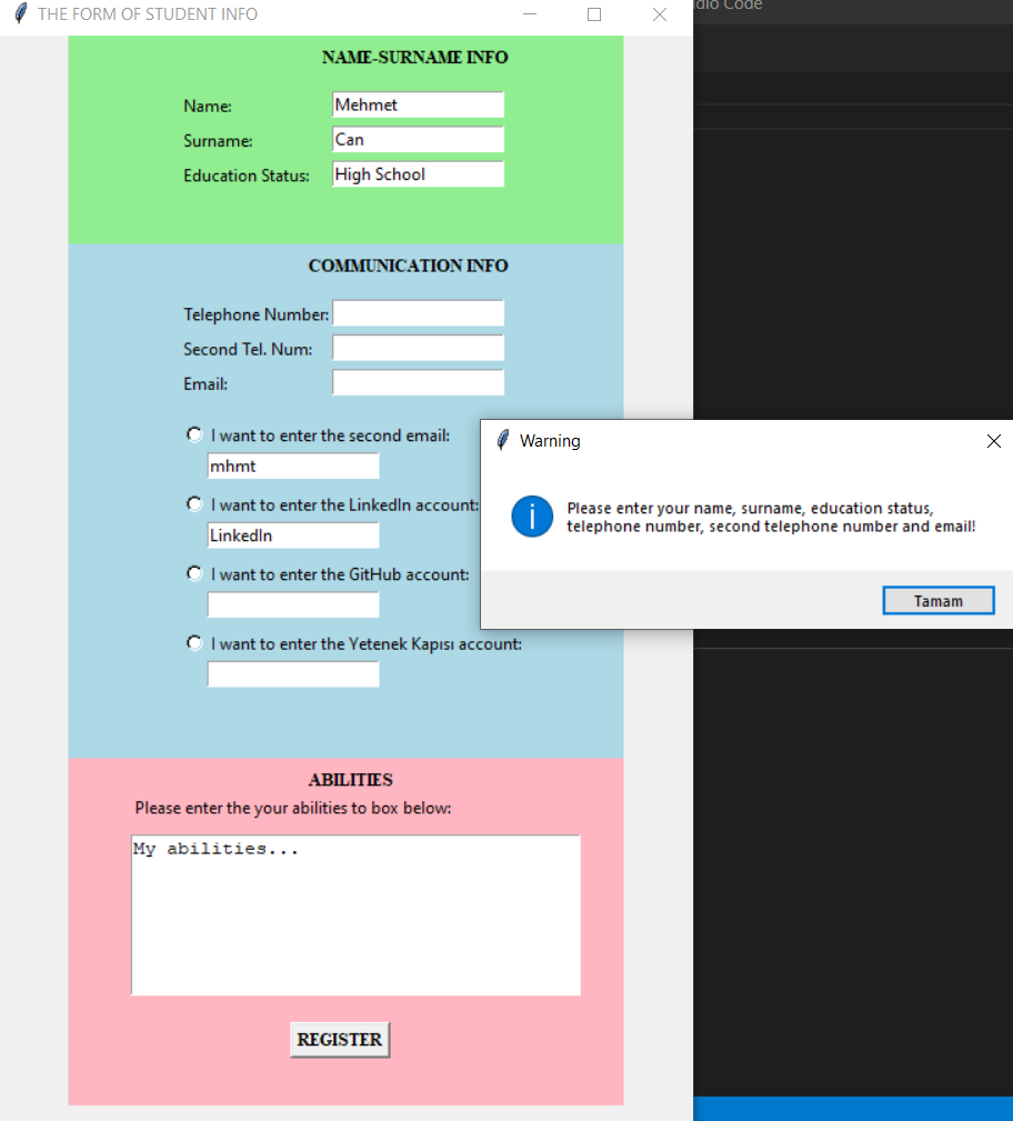GitHub - Tugba-Demir/The-Form-of-Student-Info: This is a form of student registration.