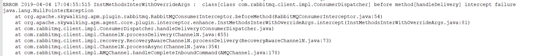 RabbitMQConsumerInterceptor intercept failure java.lang.NullPointerException · Issue #2446 ...