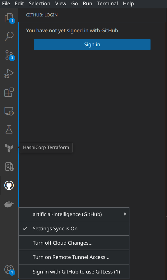 Extensions says I'm not signed into Github when I'm actually signed in ...